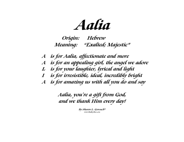 Meaning of Aalia - LindseyBoo