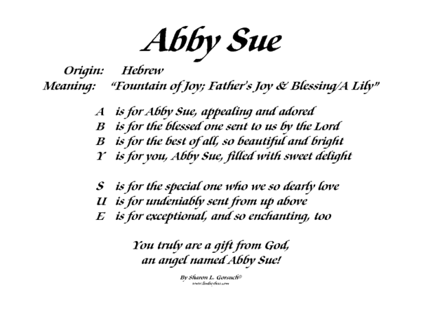 Meaning of Abby Sue - LindseyBoo