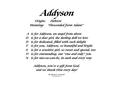 Meaning of Addyson - LindseyBoo