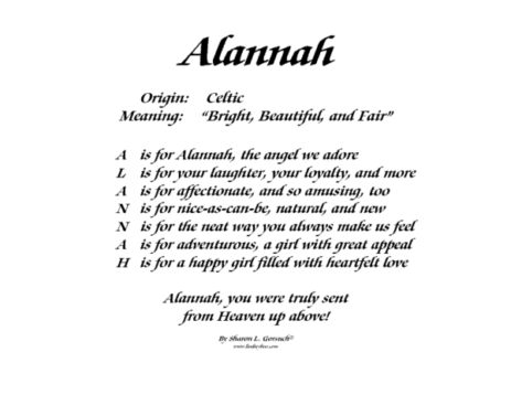Meaning of Alannah - LindseyBoo