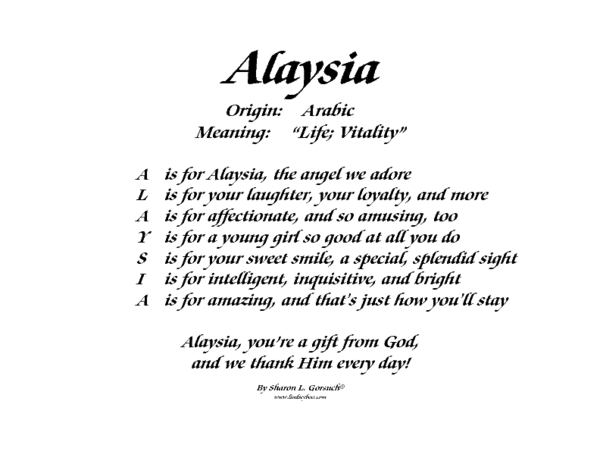 Meaning of Alaysia - LindseyBoo
