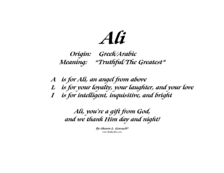 Meaning of Ali - LindseyBoo