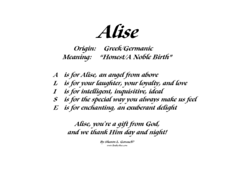 Meaning of Alise - LindseyBoo