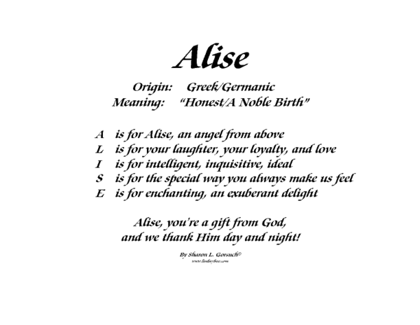 Meaning of Alise - LindseyBoo