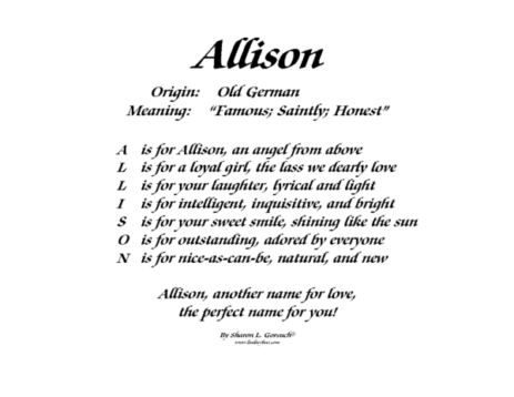 Meaning of Allison - LindseyBoo
