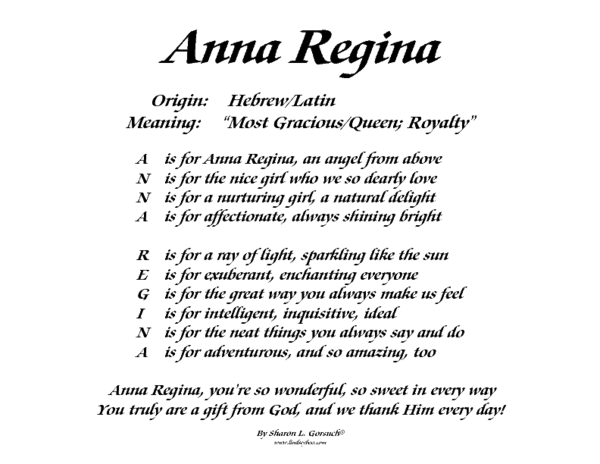 Meaning of Anna Regina - LindseyBoo