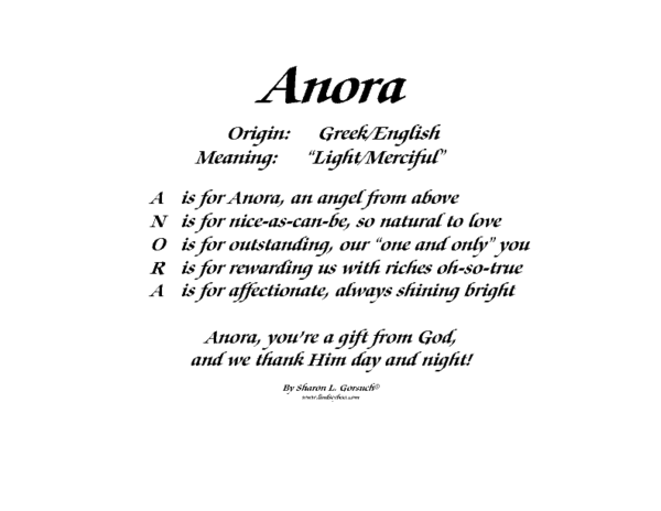 Meaning of Anora - LindseyBoo