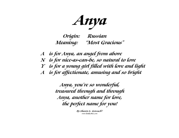 Meaning of Anya - LindseyBoo