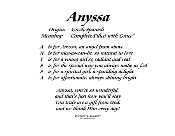 Meaning of Anyssa - LindseyBoo