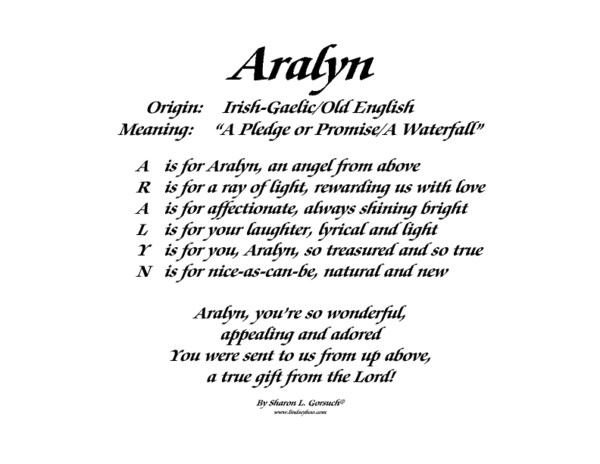Meaning of Aralyn - LindseyBoo