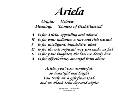 Meaning of Ariela - LindseyBoo