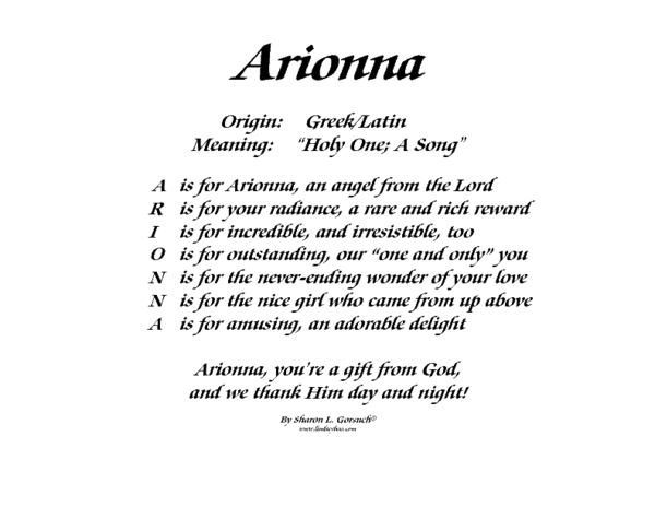 Meaning of Arionna - LindseyBoo