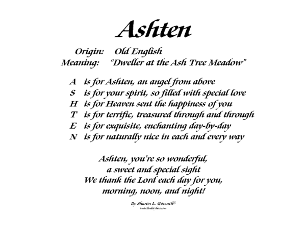 Meaning of Ashten - LindseyBoo