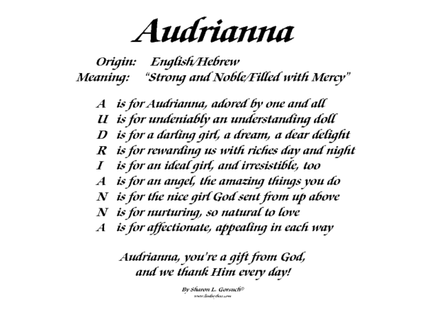 Meaning of Audrianna - LindseyBoo
