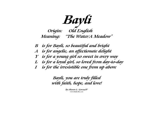 Meaning of Bayli - LindseyBoo