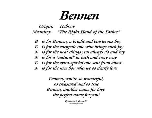 Meaning of Bennen - LindseyBoo