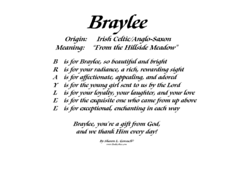 Meaning of Braylee - LindseyBoo