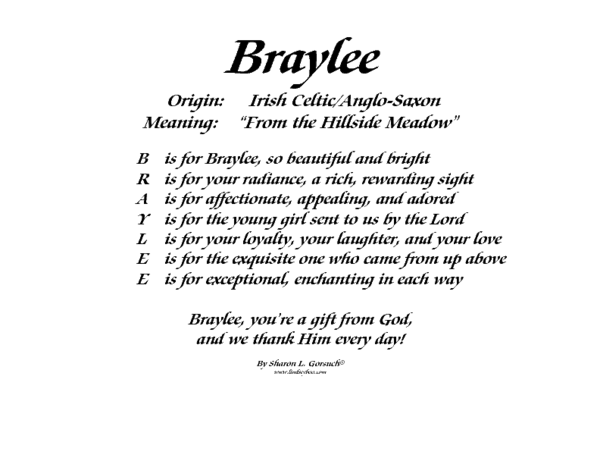 Meaning of Braylee - LindseyBoo