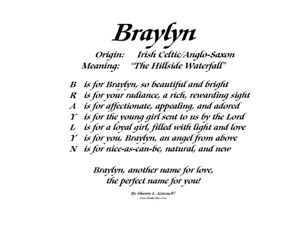 Meaning of Braylyn - LindseyBoo