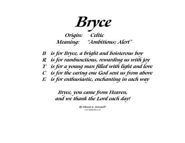 Meaning of Bryce - LindseyBoo