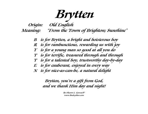 Meaning of Brytten - LindseyBoo