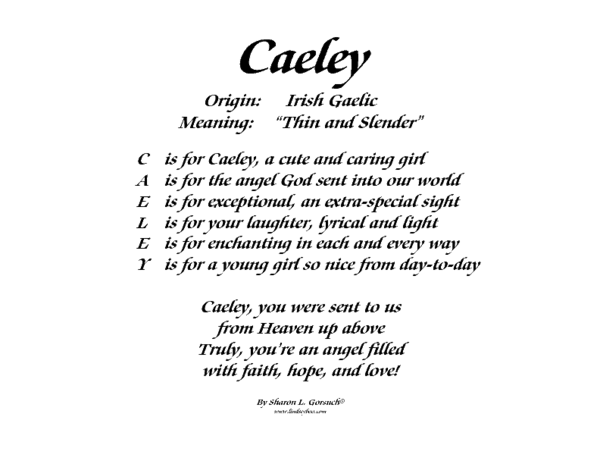 Meaning of Caeley - LindseyBoo