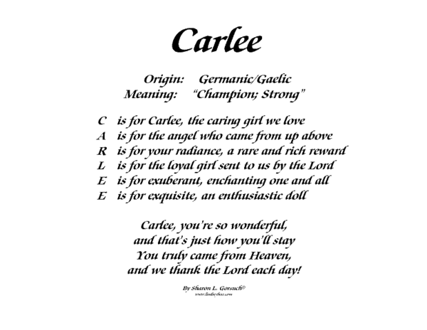 Meaning of Carlee - LindseyBoo