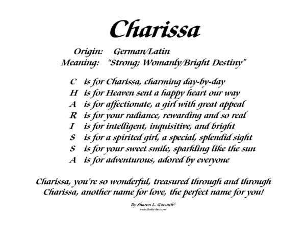 Meaning of Charissa - LindseyBoo