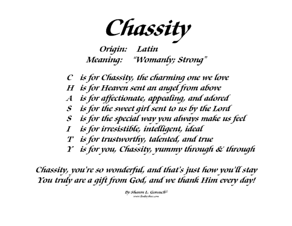 Meaning of Chassity - LindseyBoo