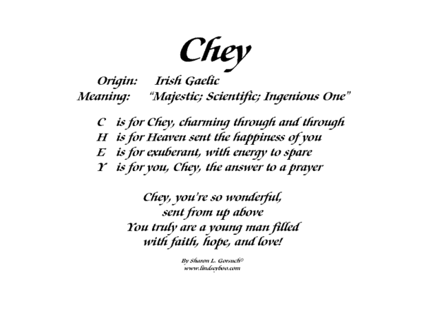 Meaning of Chey - LindseyBoo