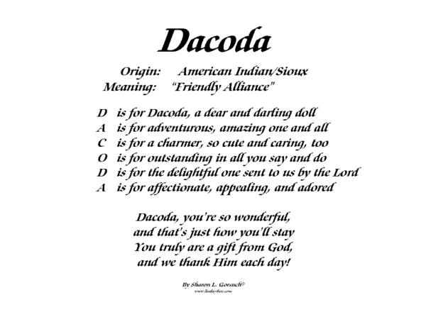 Meaning of Dacoda - LindseyBoo