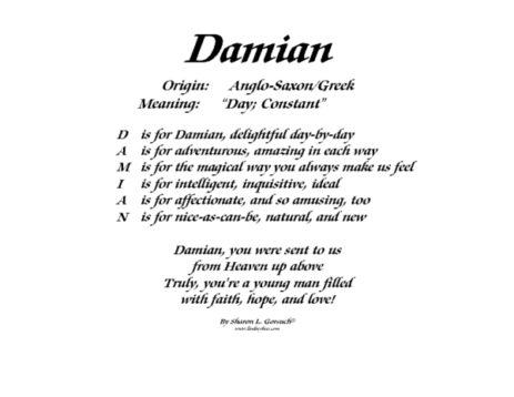 Meaning of Damian - LindseyBoo