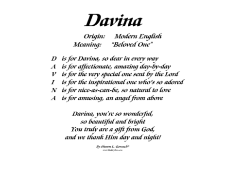 Meaning of Davina - LindseyBoo