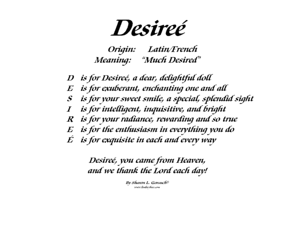 Meaning of Desiree with accent - LindseyBoo