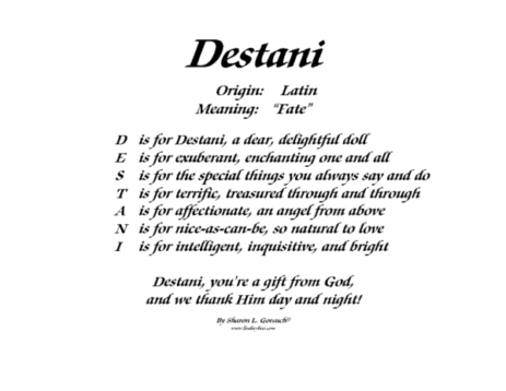 Meaning of Destani - LindseyBoo