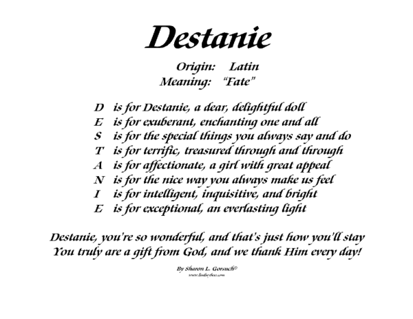 Meaning of Destanie - LindseyBoo