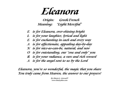 Meaning of Eleanora - LindseyBoo