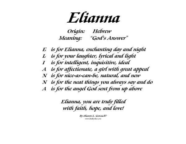 Meaning of Elianna - LindseyBoo