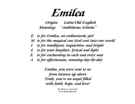 Meaning of Emilea - LindseyBoo