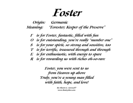 Meaning of Foster - LindseyBoo