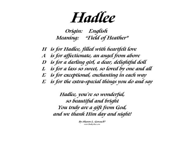 Meaning of Hadlee - LindseyBoo