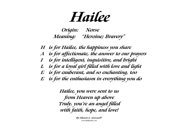 Meaning of Hailee - LindseyBoo