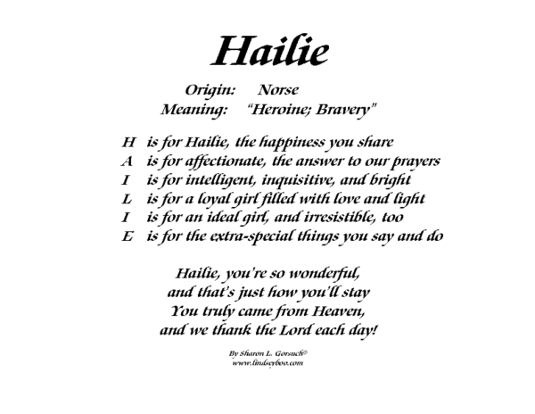 Meaning of Hailie - LindseyBoo