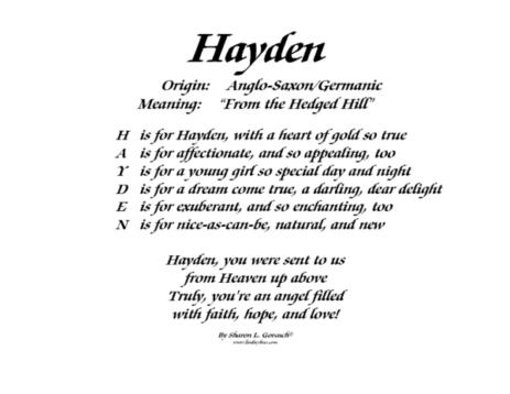 Meaning of Hayden - LindseyBoo