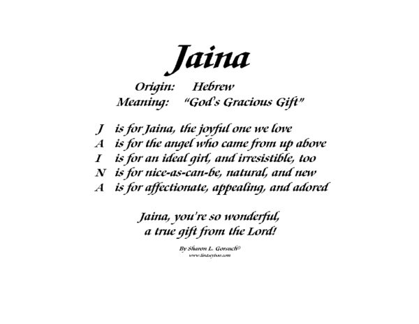 Meaning of Jaina - LindseyBoo