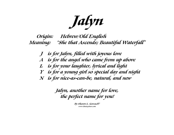 Meaning of Jalyn - LindseyBoo