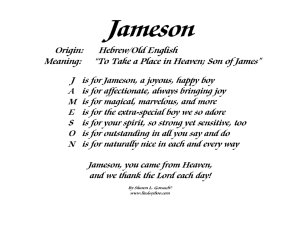 Meaning of Jameson - LindseyBoo