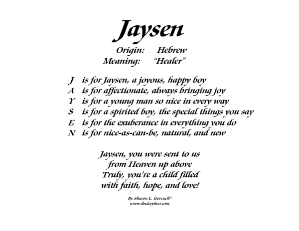 Meaning of Jaysen - LindseyBoo