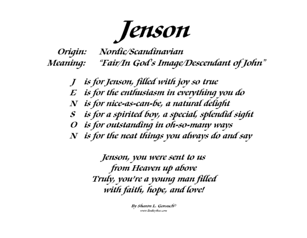 Meaning of Jenson - LindseyBoo