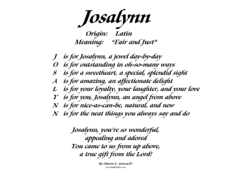 Meaning of Josalynn - LindseyBoo
